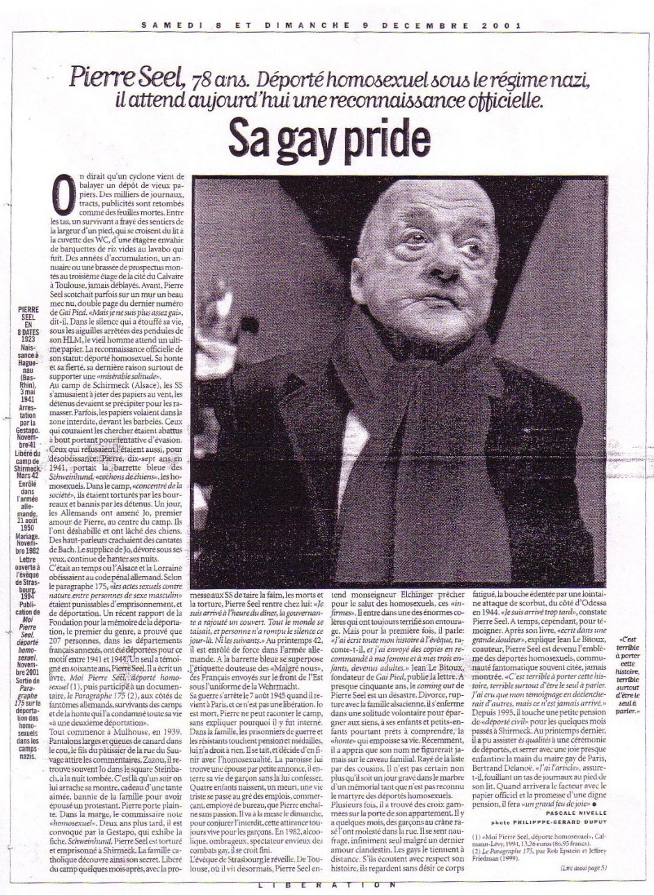 Article dans Libération sur Pierre Seel - Mémoire des sexualités