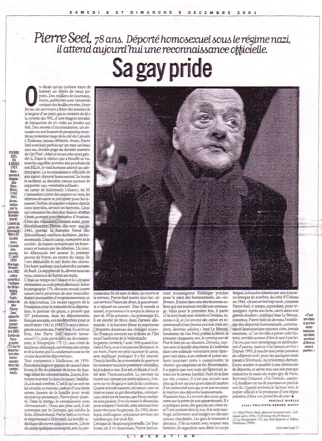 Article dans Libération sur Pierre Seel - Mémoire des sexualités